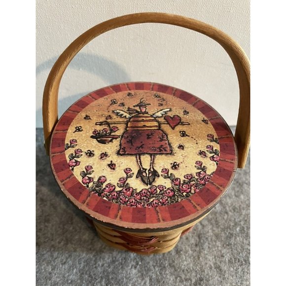 Unbranded | Storage & Organization | Little Round Basket W Lid Bee Hive ...
